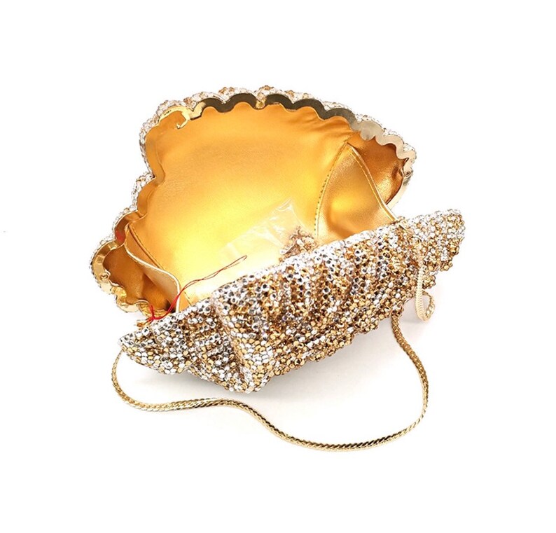 Bridal Wedding Clutch Conch Shell Crystal Clutch Gold - Etsy