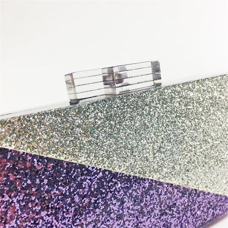 Silver and Purple Glitter Geometric Pattern Acrylic Evening - Etsy