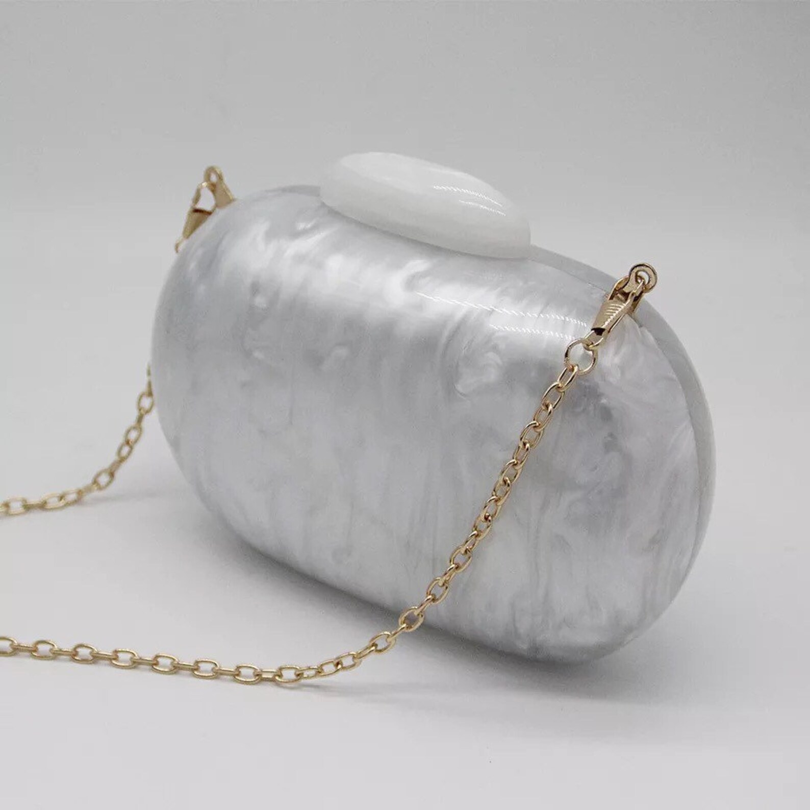 Pearl White Oval Shape Acrylic Clutch White Pearlescent Oval - Etsy