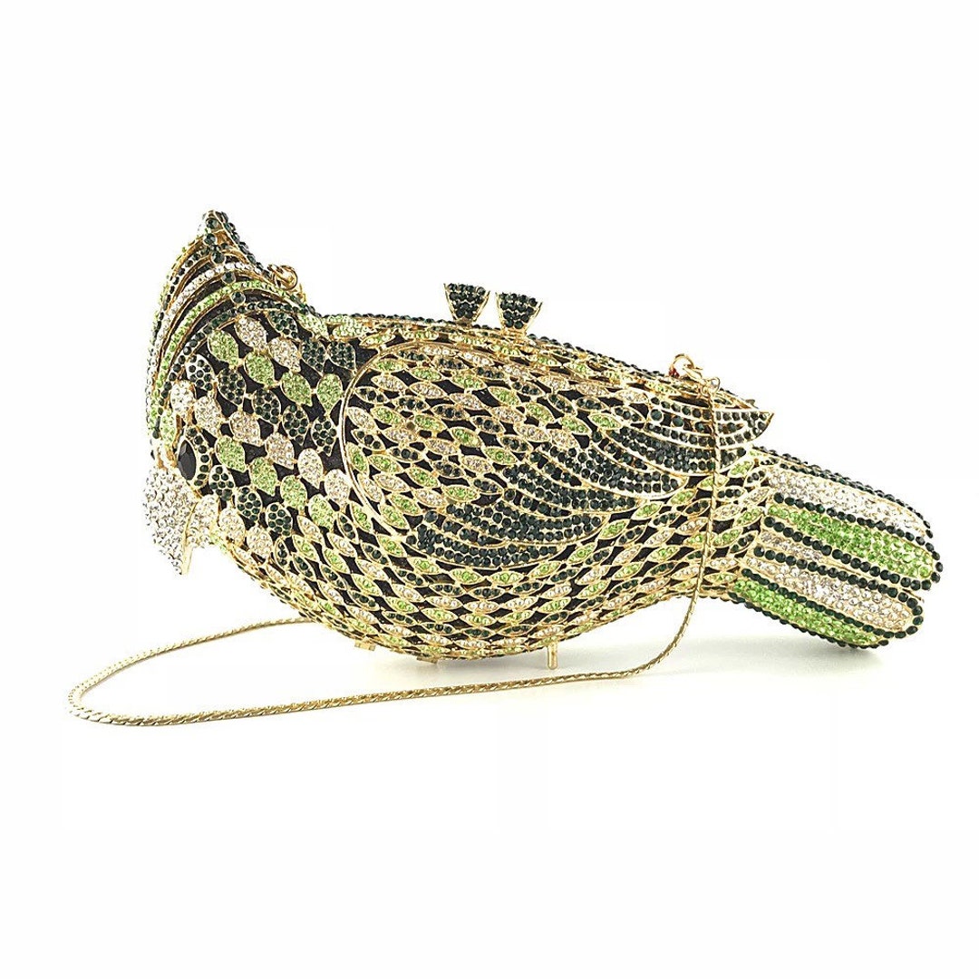 Lucky Parrot Crystal Rhinestone Clutch Green Crystal - Etsy