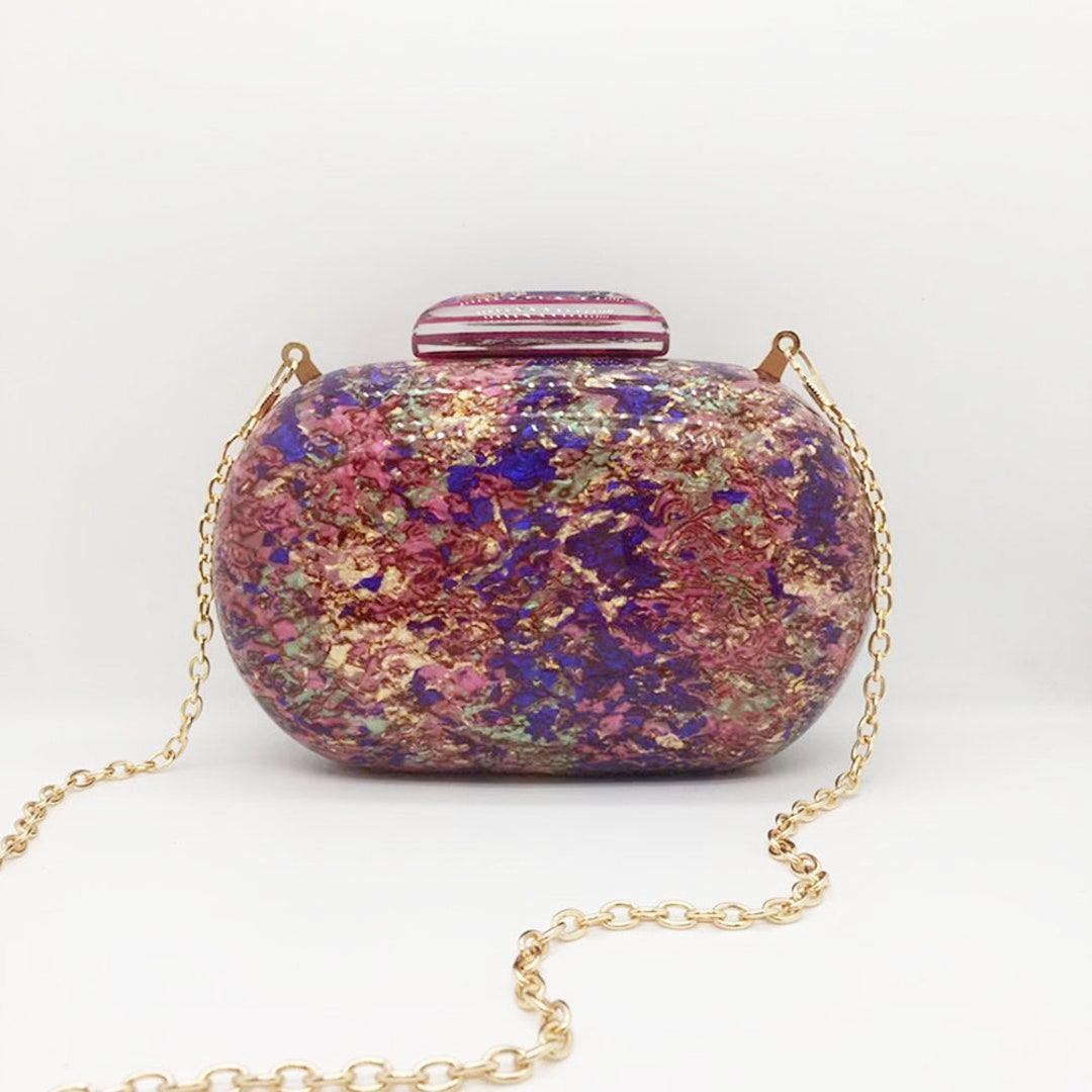 Abalone Tortoise Shell Oval Clutch, Pearlescent Oval Acrylic Clutch ...