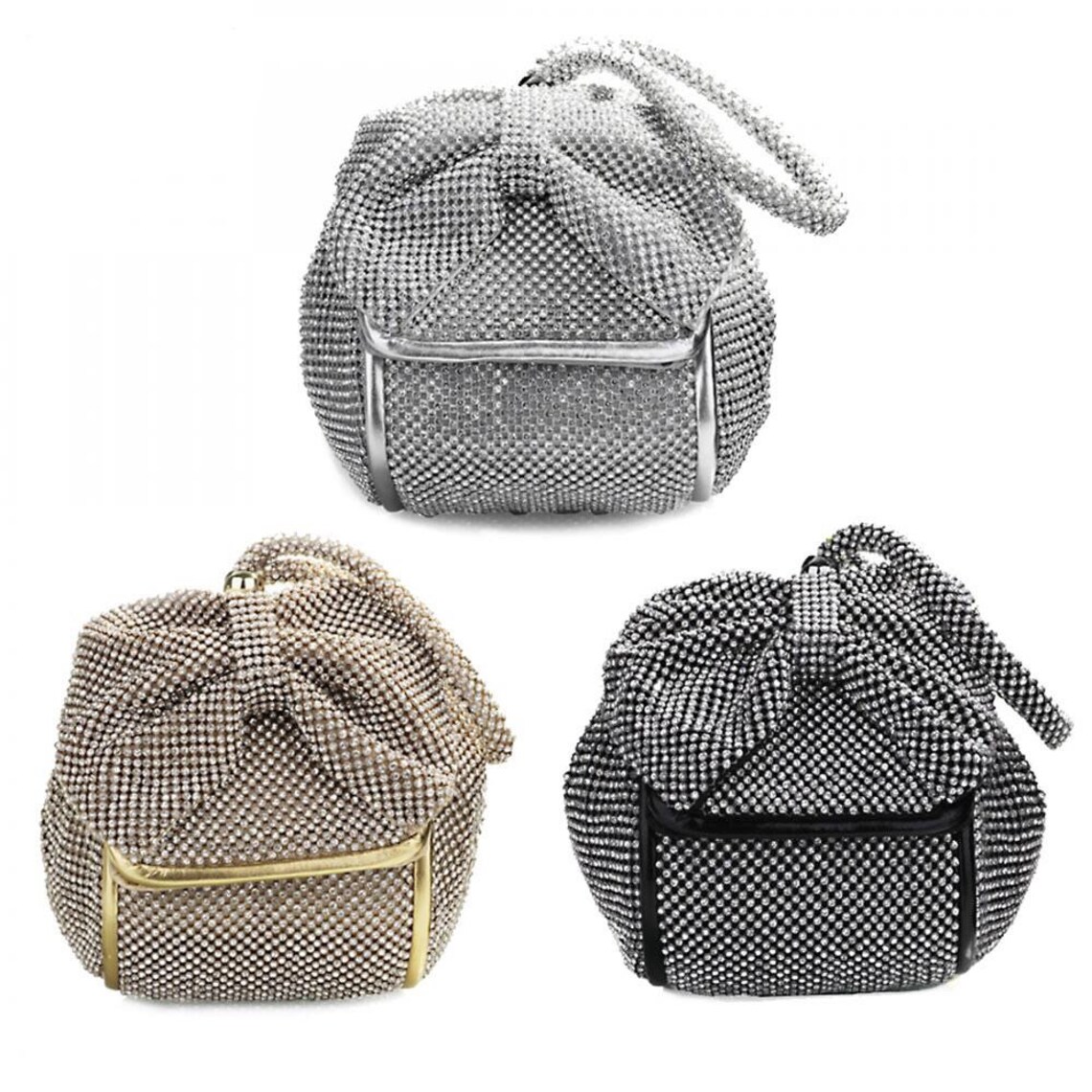 Crystal rhinestones net bucket tote clutch bag Vintage | Etsy