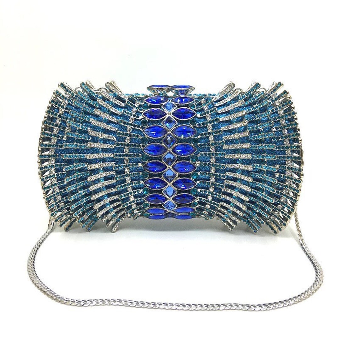 Blue Crystal Rhinestone Clutch Blue Diamond Clutch Party - Etsy