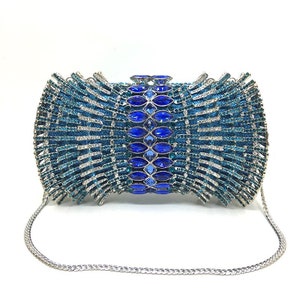 Blue Crystal Rhinestone Clutch Blue Diamond Clutch Party - Etsy