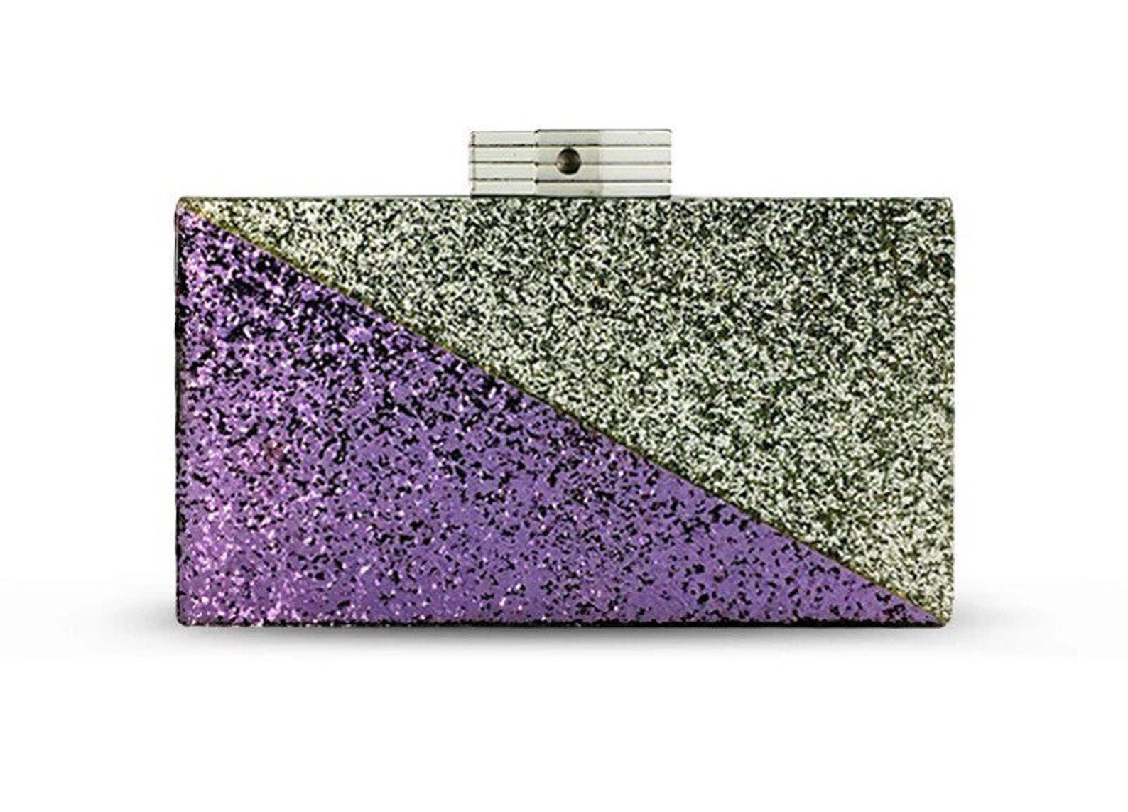 Silver and Purple Glitter Geometric Pattern Acrylic Evening - Etsy