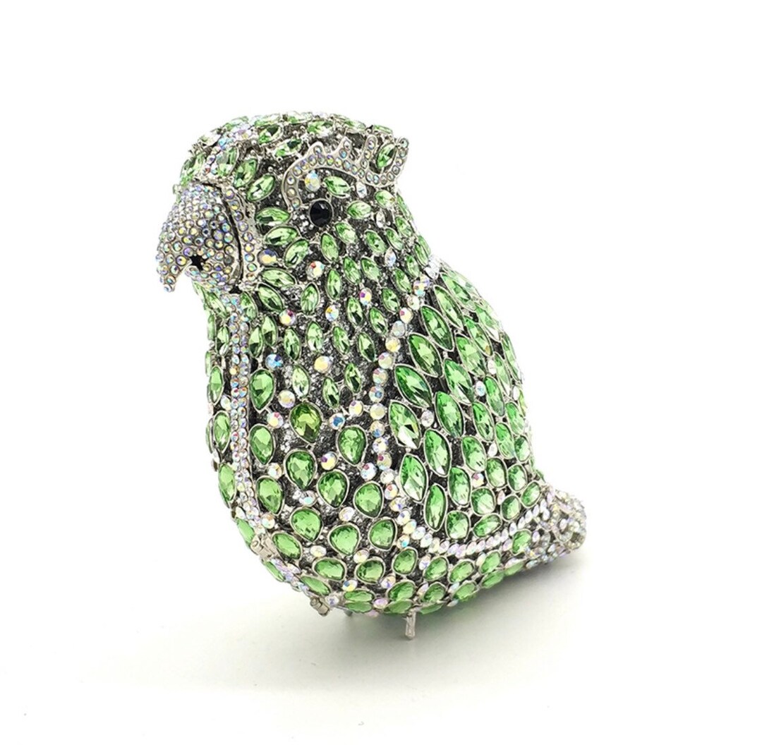 Lucky Parrot Crystal Rhinestone Clutch, Apple Green Crystal Rhinestone ...