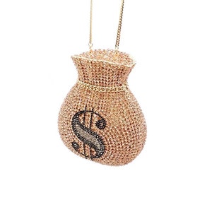 Retro and Kitsch, Champagne Crystal Rhinestone Money Pouch Clutch ...