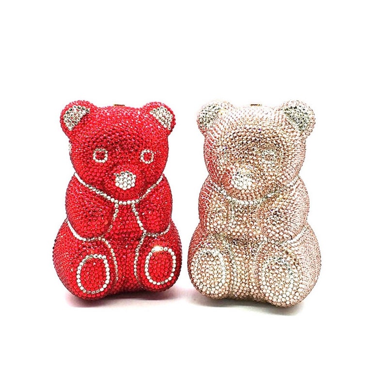 Retro and Kitsch Teddy Bear Peach Pink Crystal Clutch Teddy - Etsy