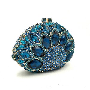 Bridal Wedding Clutch, Turquoise Blue Chunky Crystal Rhinestone Clutch ...