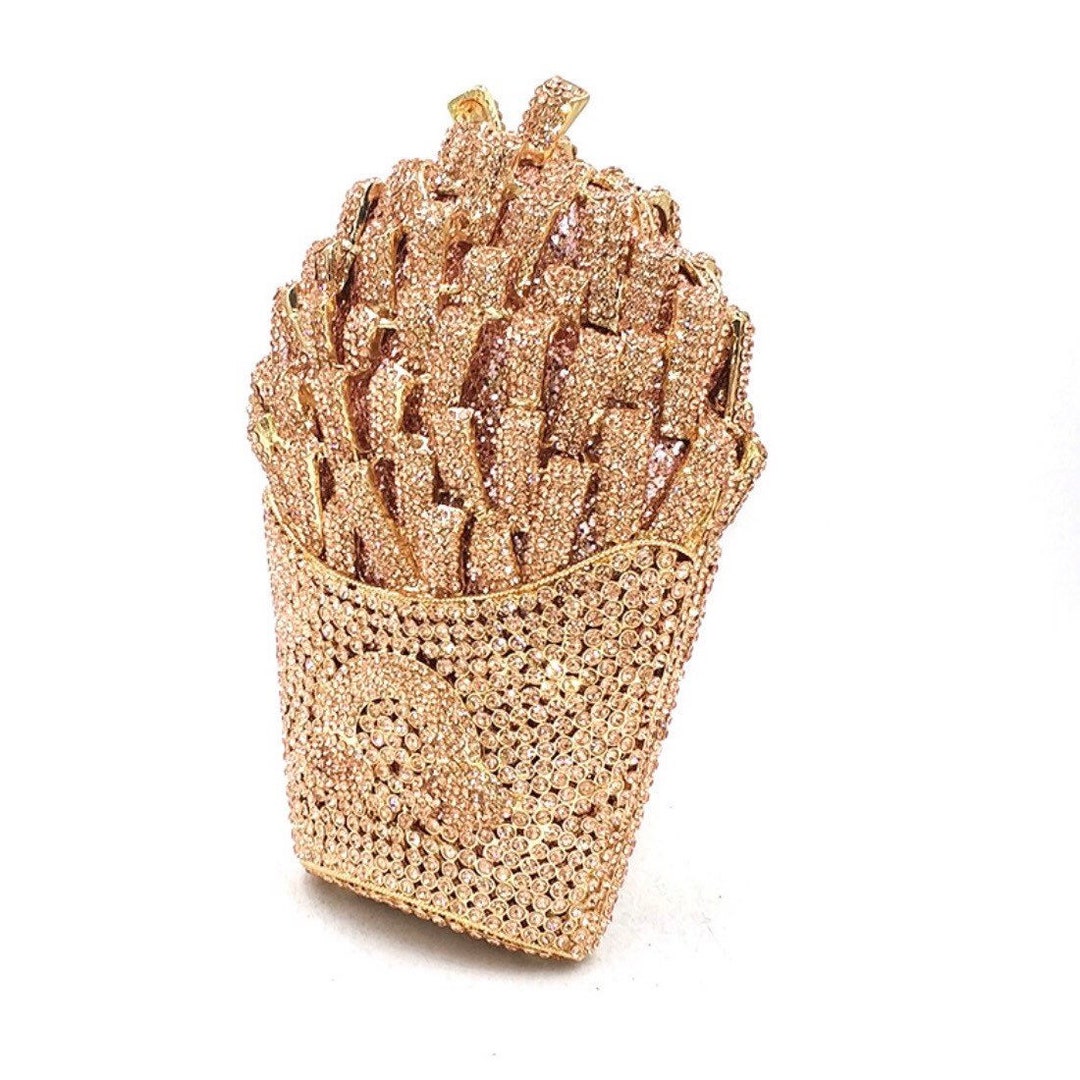 Retro and Kitsch French Fries Crystal Clutch Champagne Gold - Etsy