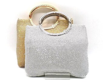 Crystal Rhinestones Net Bucket Tote Clutch Bag Vintage - Etsy