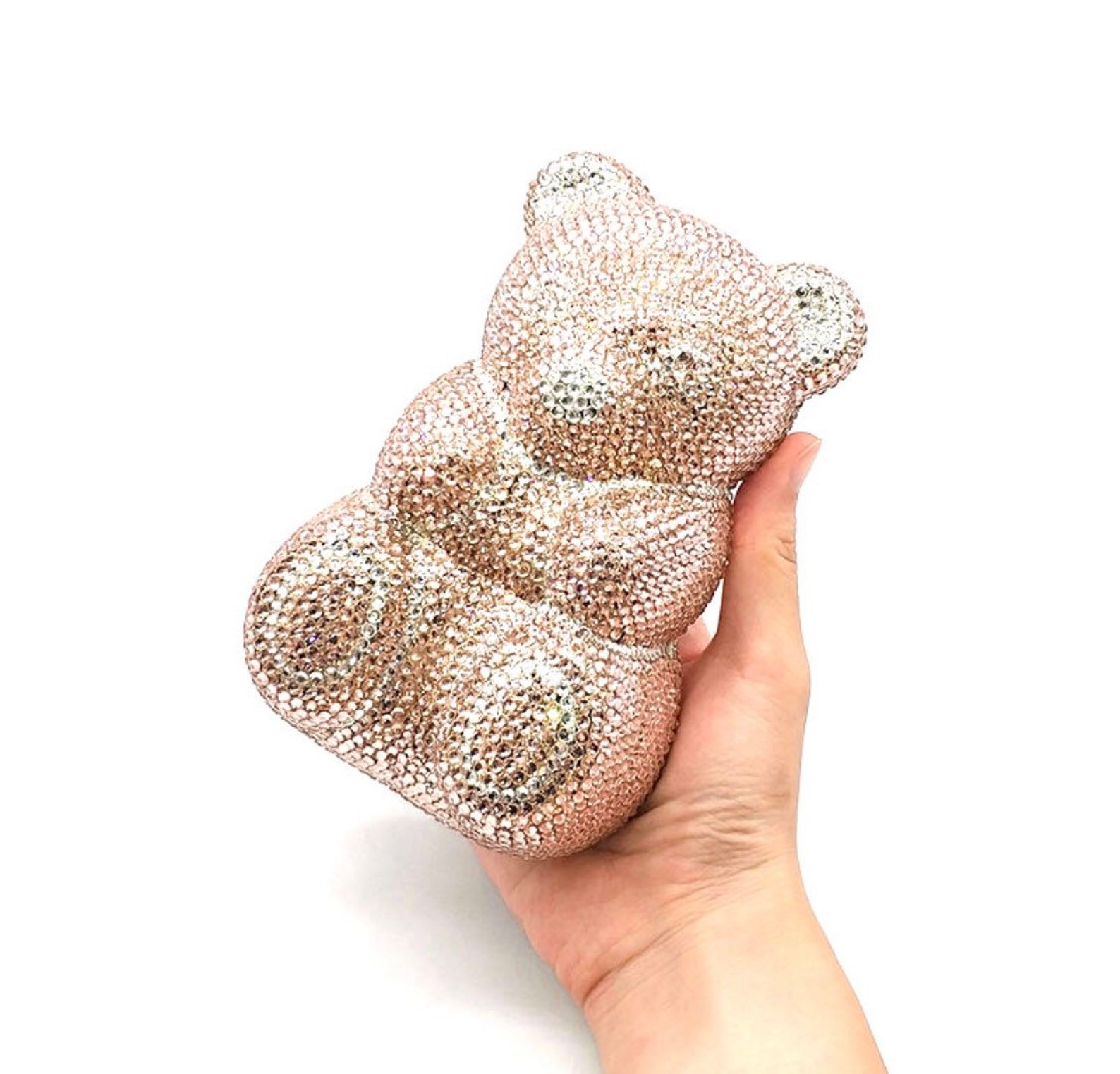 Retro and Kitsch Teddy Bear Peach Pink Crystal Clutch Teddy - Etsy
