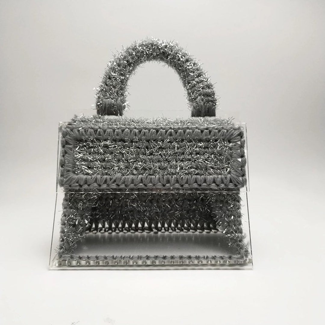 Glitter Grey Wool Woven on Transparent Acrylic Board Tote Bag - Etsy