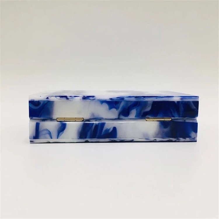 Royal Blue Ink Marble Pattern Acrylic Clutch With the Metal | Etsy