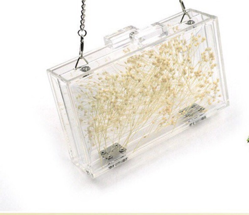 Dried Flower Imprinted Lucite Transparent Clutch Transparent - Etsy