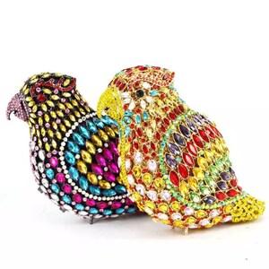 Lucky Parrot Crystal Rhinestone Clutch Multicolored Crystal - Etsy