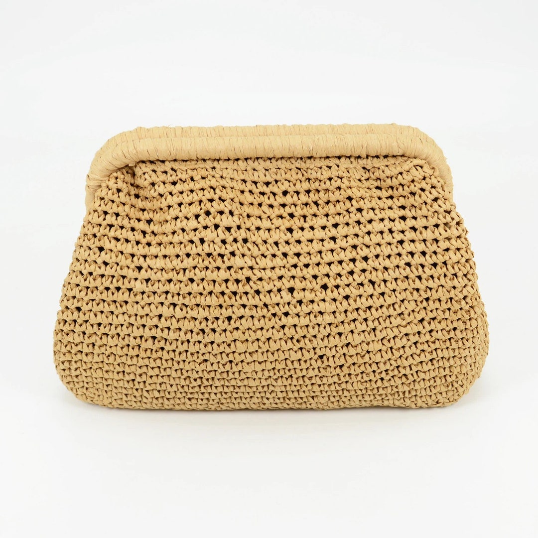 Handmade Black Raffia Clutch, Raffia Clutch With the Cotton Lining ...