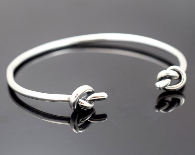 Knot Cuff Bracelet, Sterling Silver Cuff Bracelet, Double Knot Bracelet ...