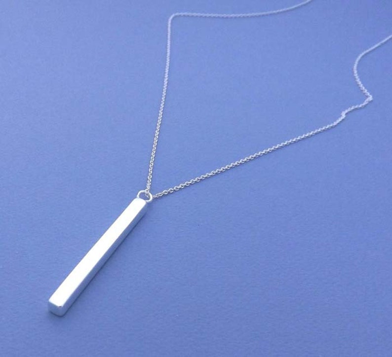 Silver Rectangle Necklace-sterling Silver Chain - Etsy