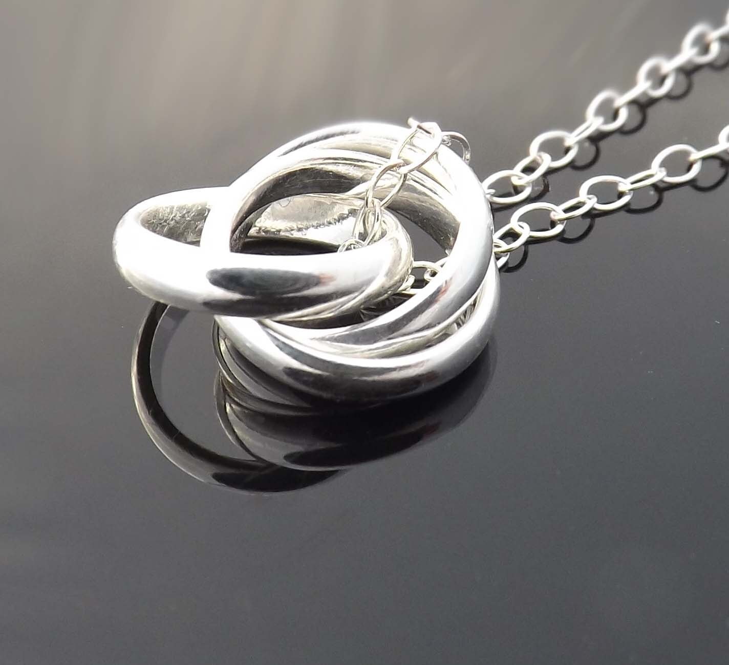 Ring Pendant Necklace Three Ring Infinity Sterling Silver - Etsy
