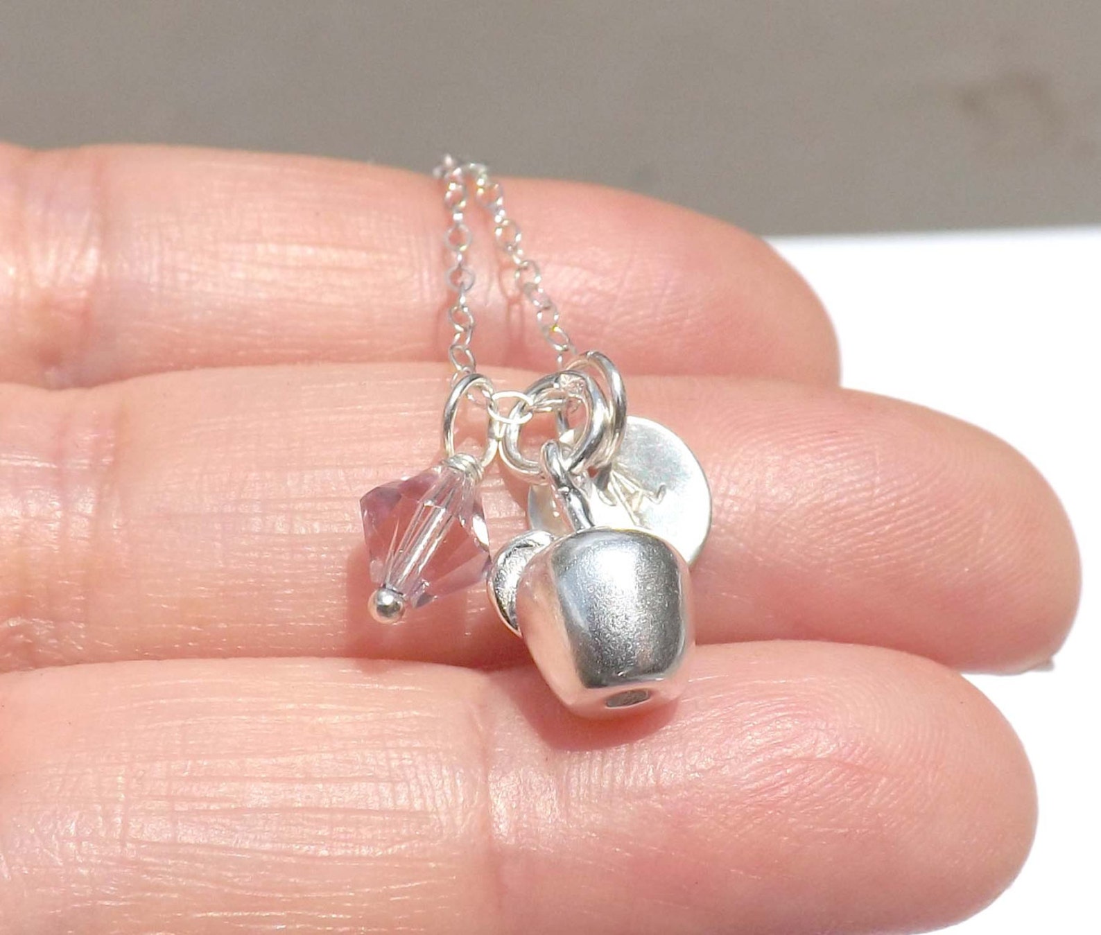 Sterling Silver Apple Necklace Personalized Apple Pendant - Etsy
