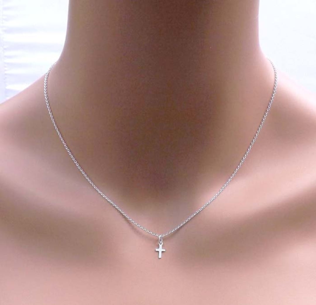 Tiny Cross Necklace, Small Cross Necklace, Silver Cross Necklace, Gold ...
