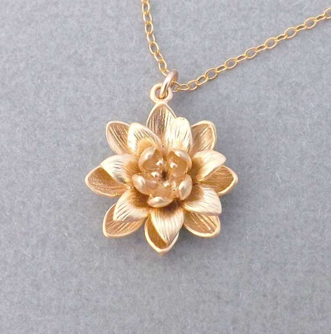 Gold Flower Necklace Rose Gold Flower necklace Gold Filled | Etsy