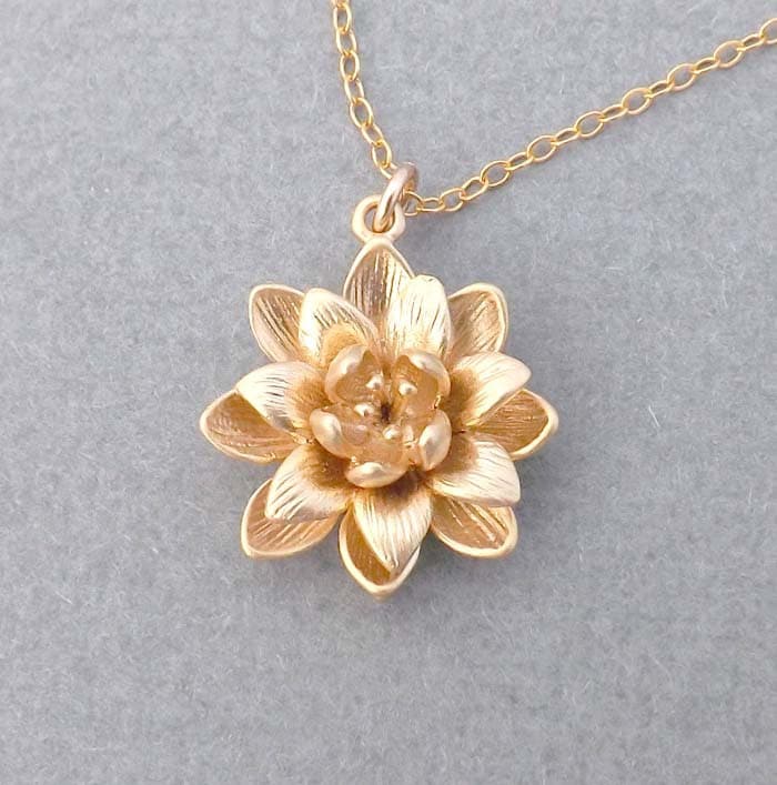 Gold Flower Necklace Rose Gold Flower Necklace Gold Filled - Etsy