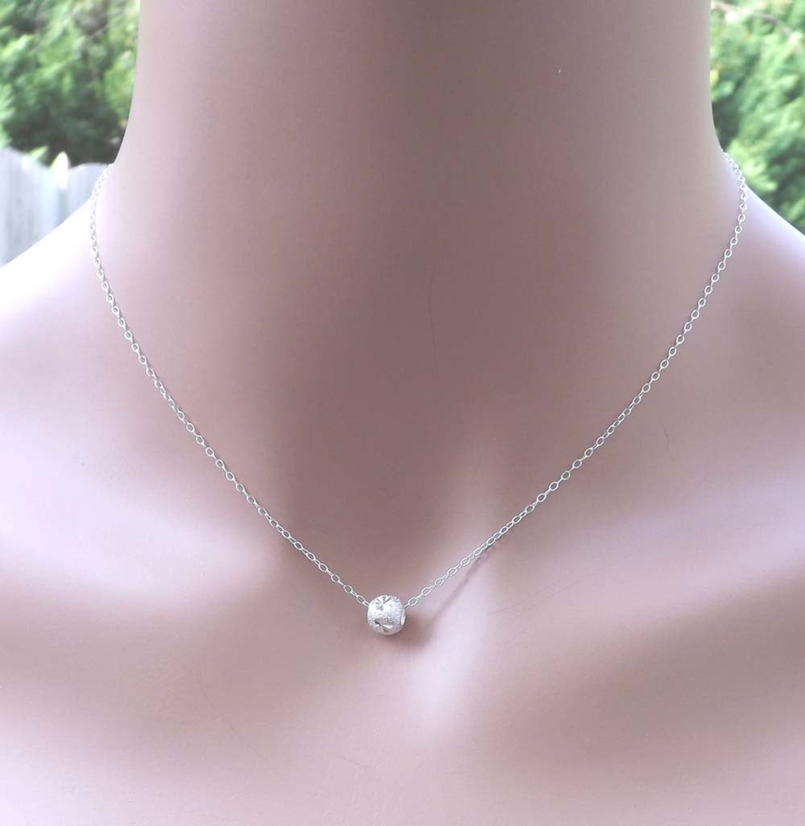 Pendant Necklace Sterling Silver Ball Necklace Simple - Etsy