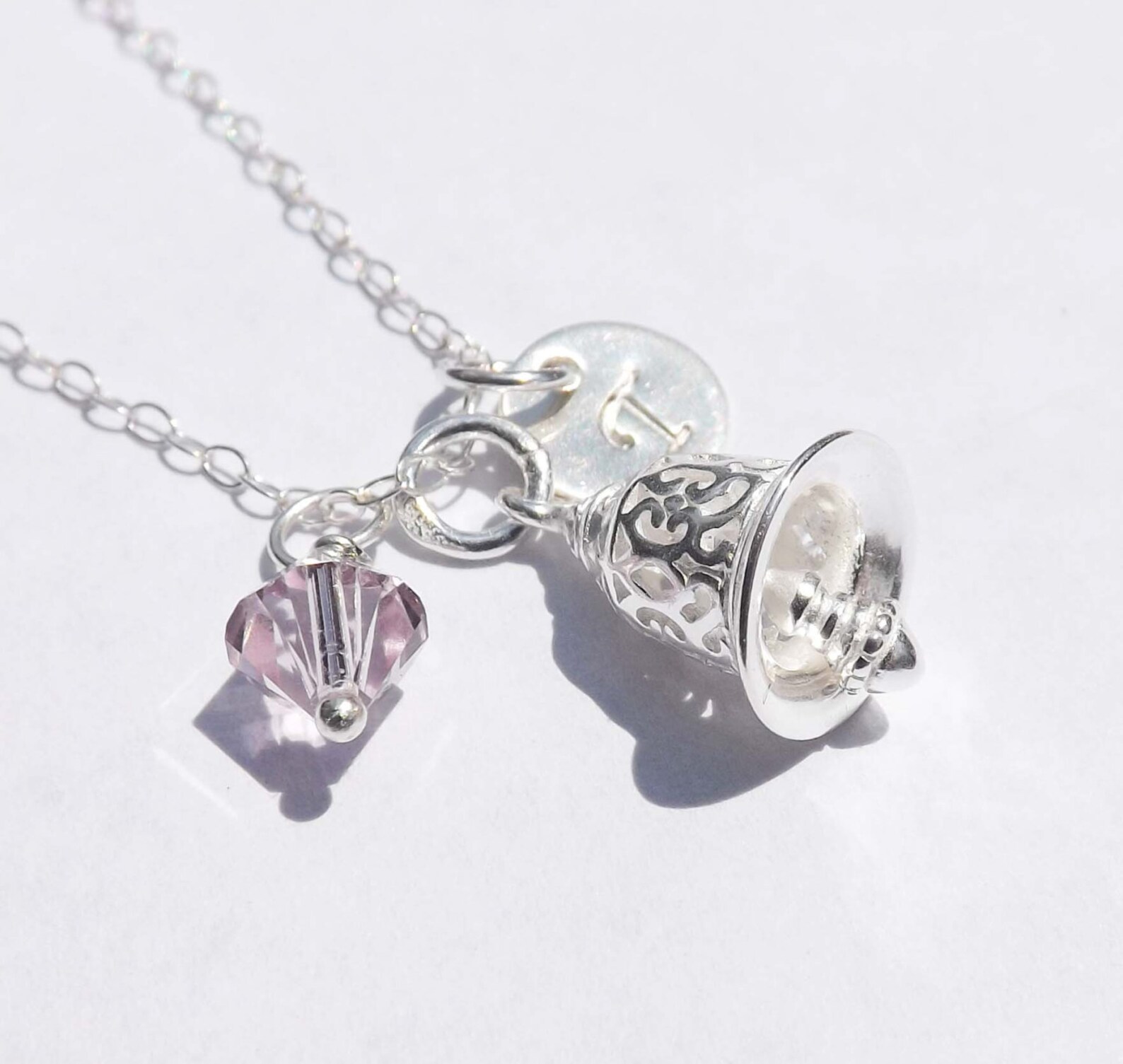 Silver Bell Necklace Bell Necklace Birthday Gift Wedding - Etsy