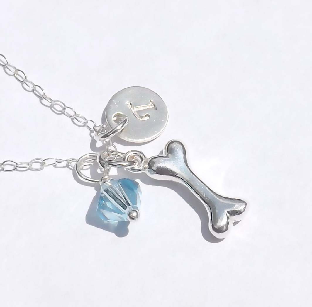 Sterling Silver Dog Bone Necklace - Personalized Dog Bone Pendant ...