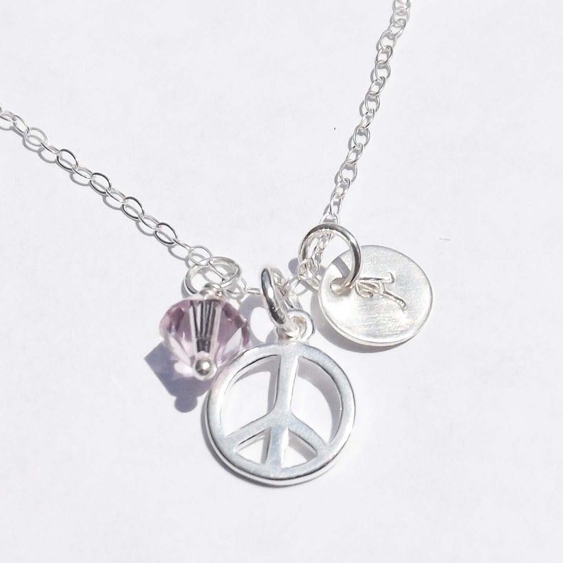 Personalized Peace Pendant Sterling Silver Peace Necklace - Etsy