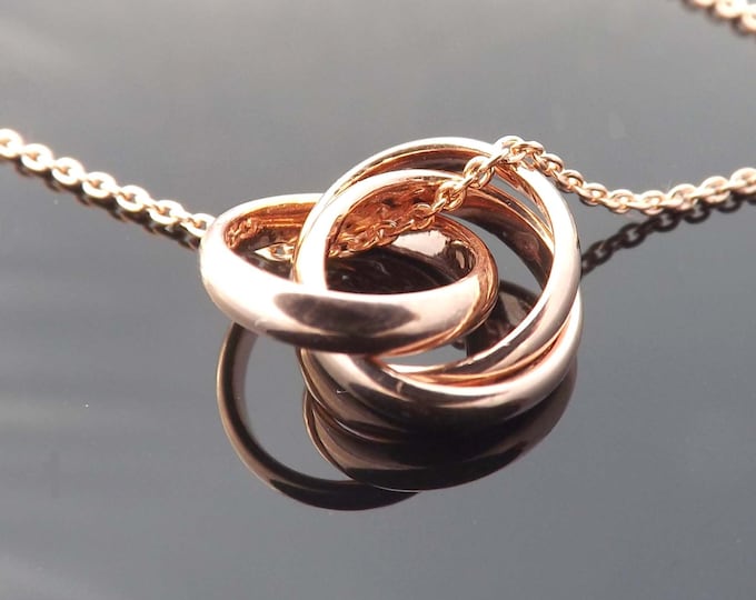 Ring Pendant Necklace, Three Ring Infinity Sterling Silver, Gold Filled ...