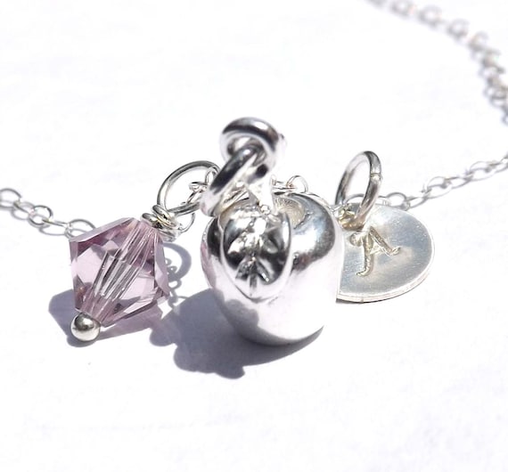 Sterling silver apple necklace Personalized apple Pendant | Etsy