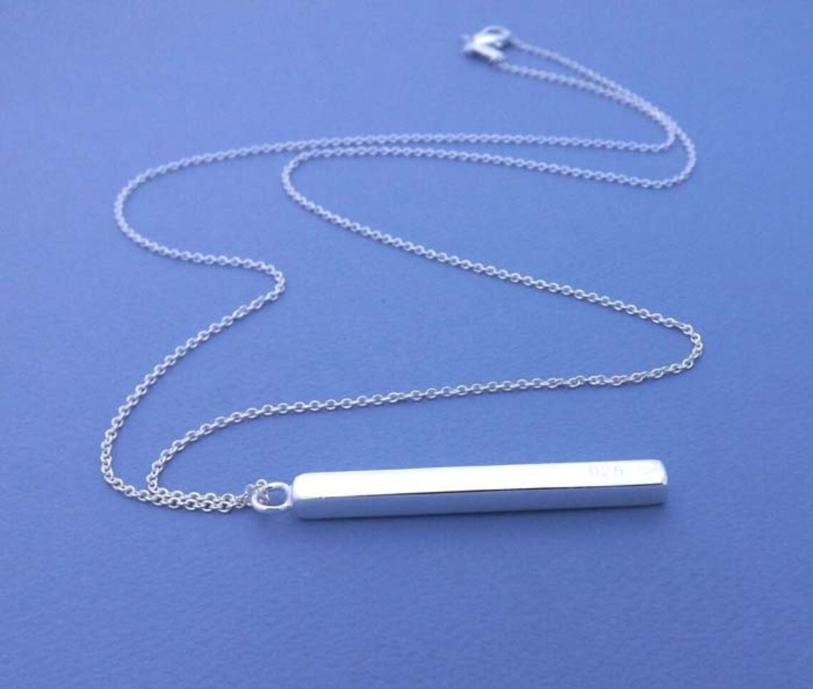 Silver Rectangle Necklace-sterling Silver Chain - Etsy