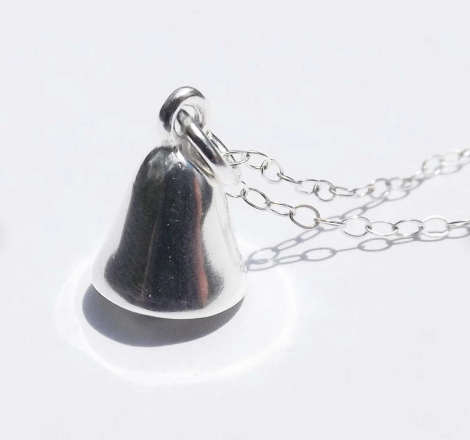 Silver Bell Necklace Bell Necklace Birthday Gift Wedding - Etsy