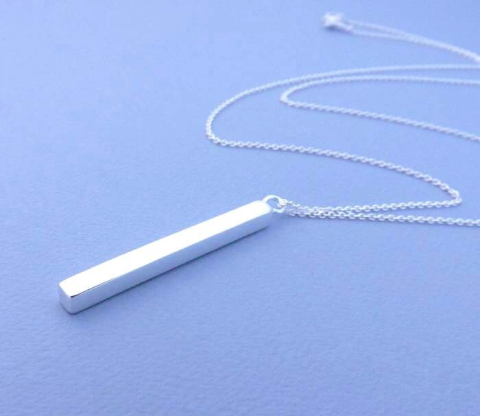 Silver Rectangle Necklace-sterling Silver Chain - Etsy