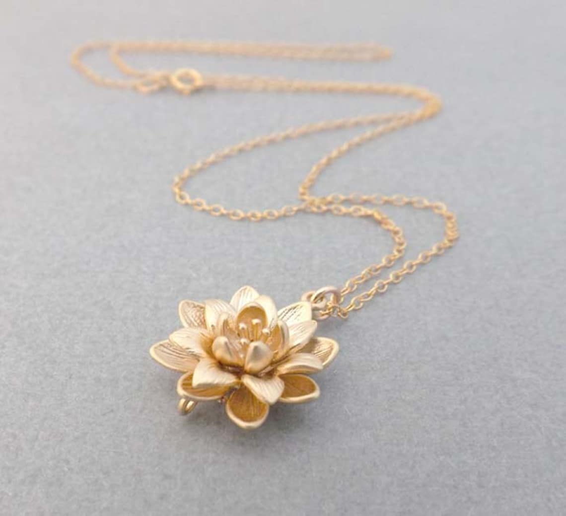 Gold Flower Necklace Rose Gold Flower Necklace Gold Filled - Etsy