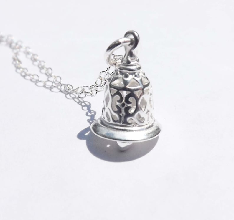 Silver Bell Necklace Bell Necklace Birthday Gift Wedding - Etsy