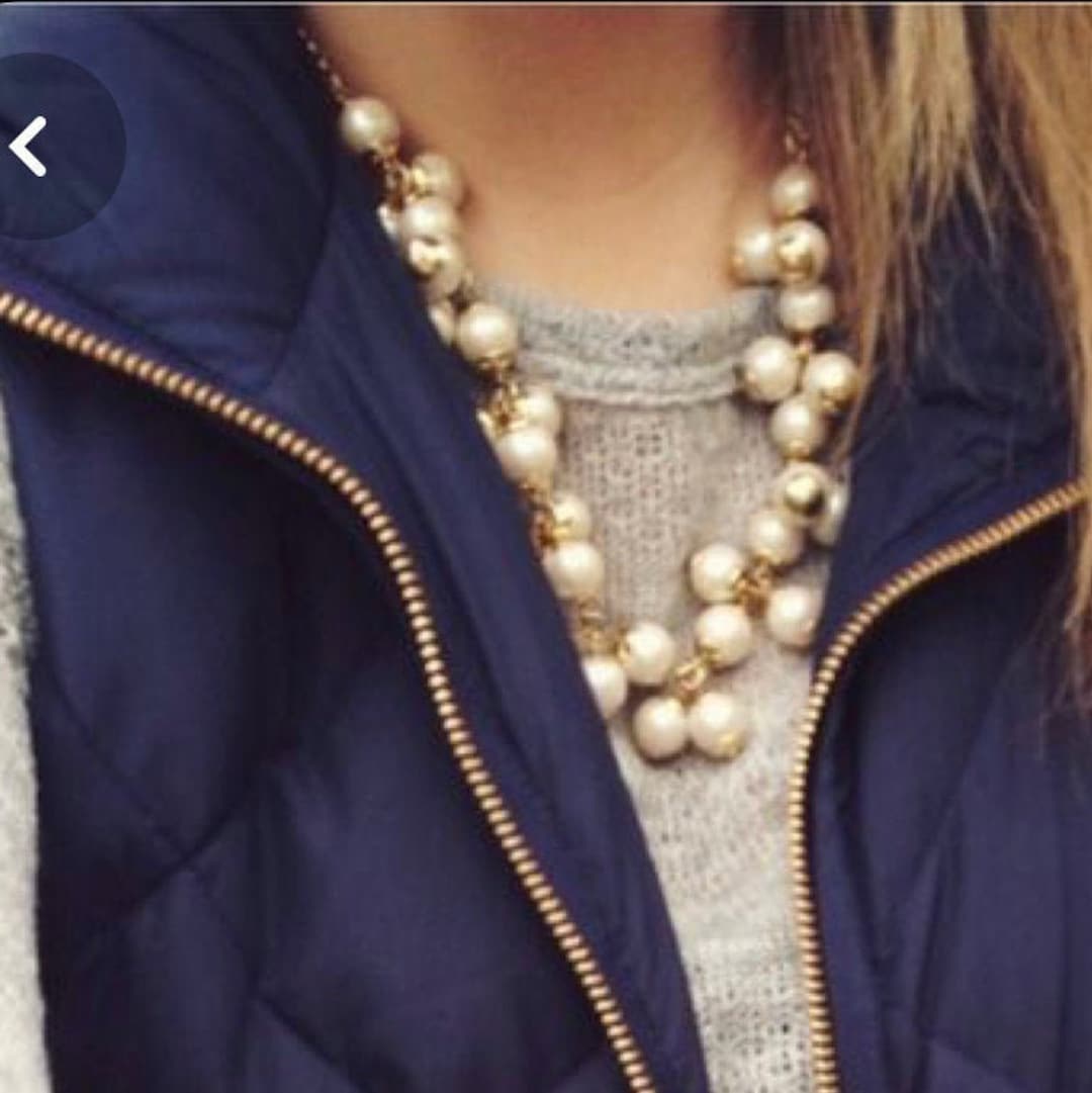 Ivory Gold Chunky Pearl Necklace, Statement Necklace, Cluster Necklace ...