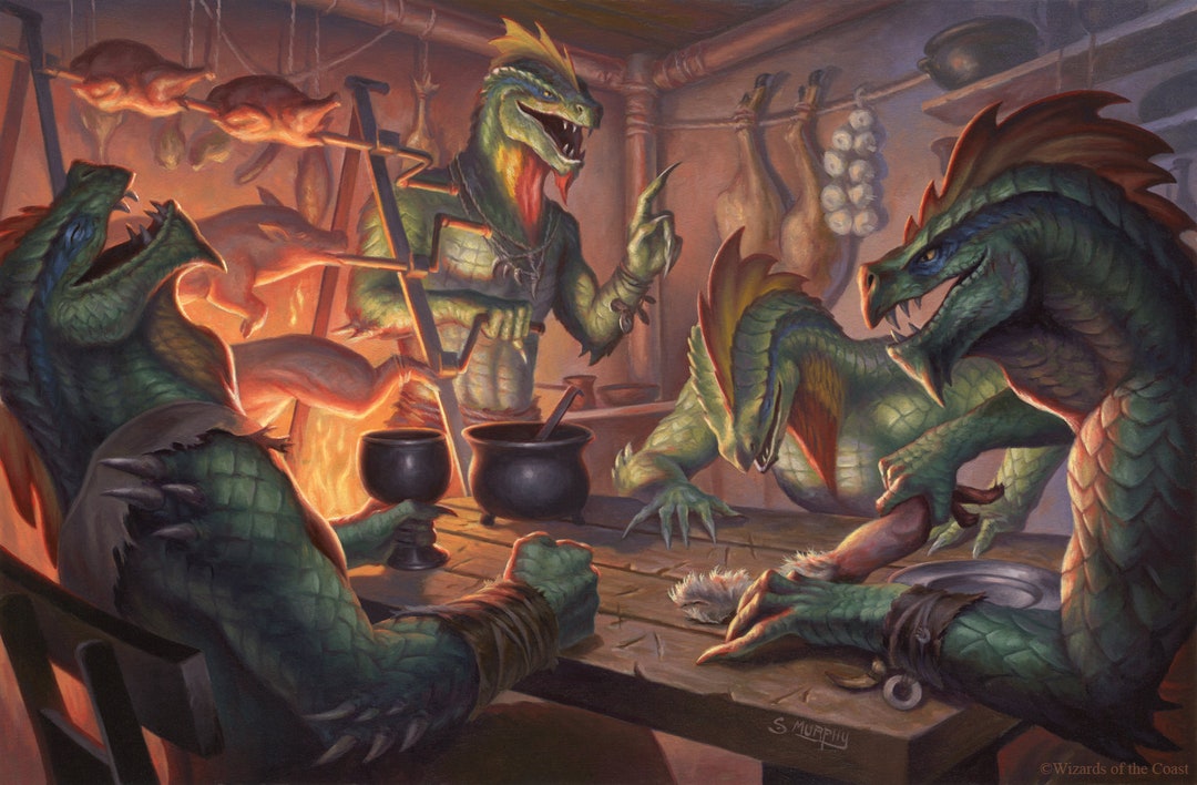 Lizardfolk Preparing a Meal Print of Dungeons & Dragons Illustration by ...