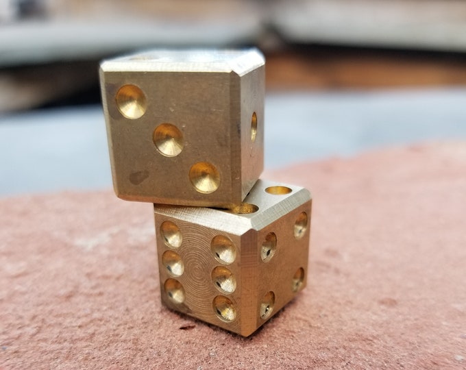 Solid Brass Dice Set Steampunk Fathers Gift Husband Copper Gold ...