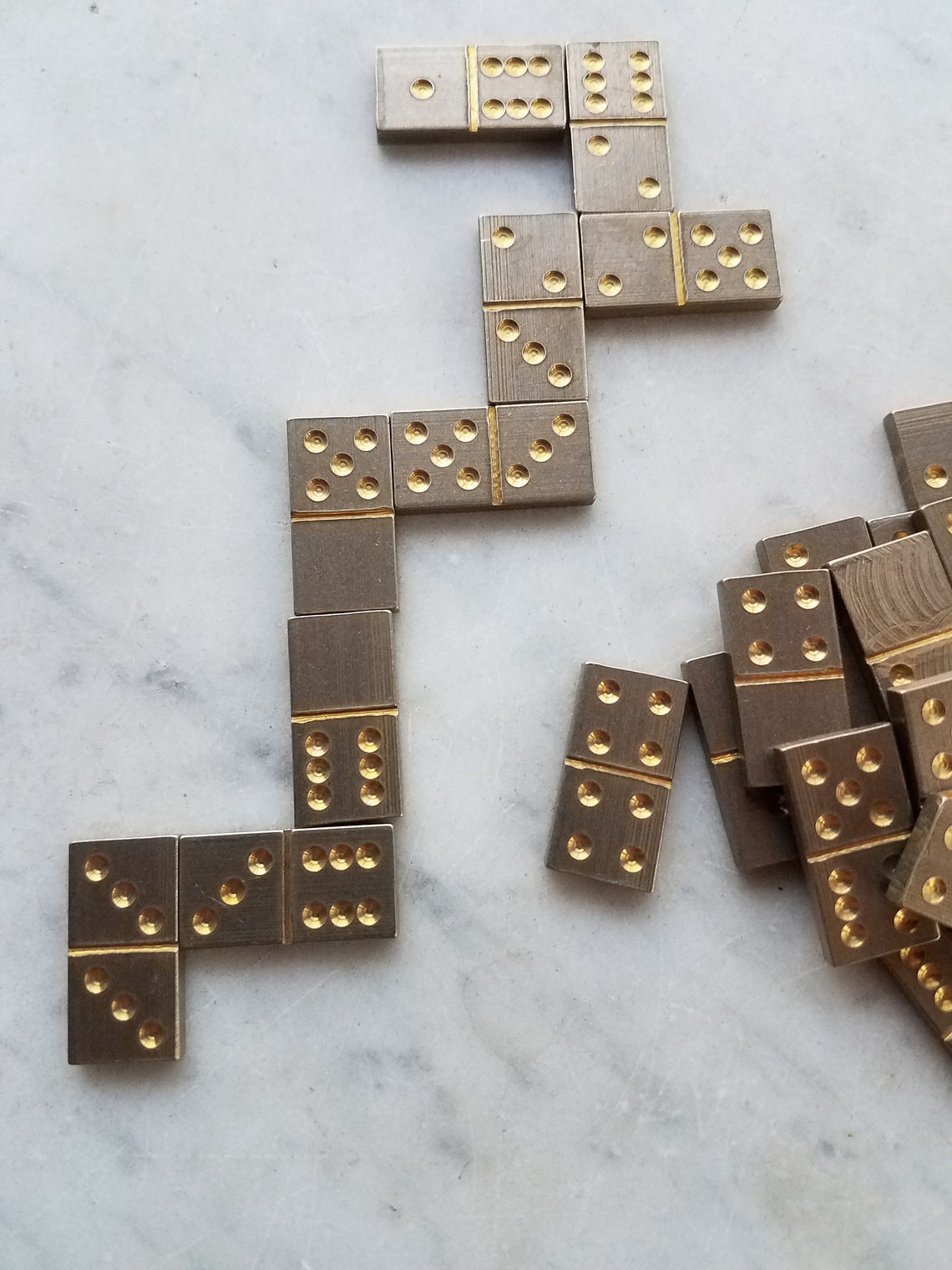 Quirky Miniature Brass Dominoes, Full Double Nine Set! - Etsy