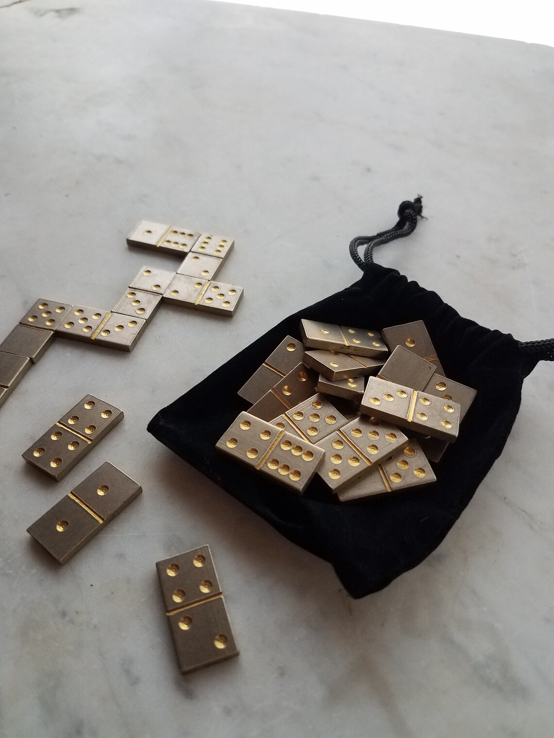 Quirky Miniature Brass Dominoes, Full Double Nine Set! - Etsy