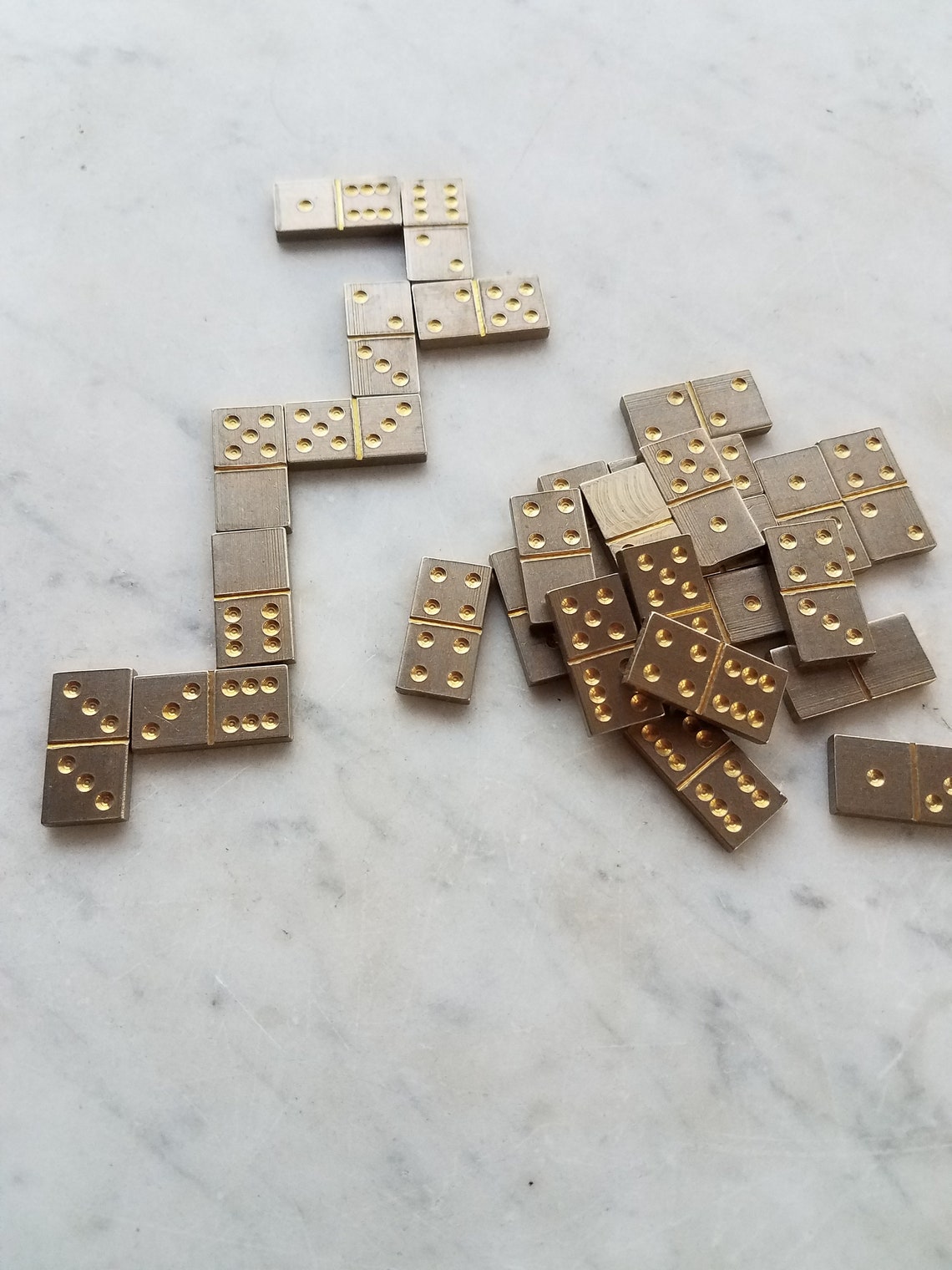 Quirky Miniature Brass Dominoes, Full Double Nine Set! - Etsy