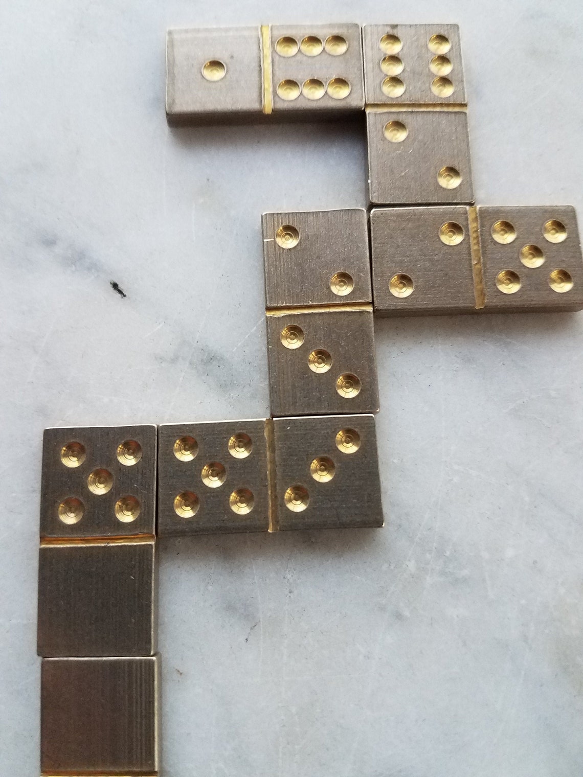 Quirky Miniature Brass Dominoes, Full Double Nine Set! - Etsy