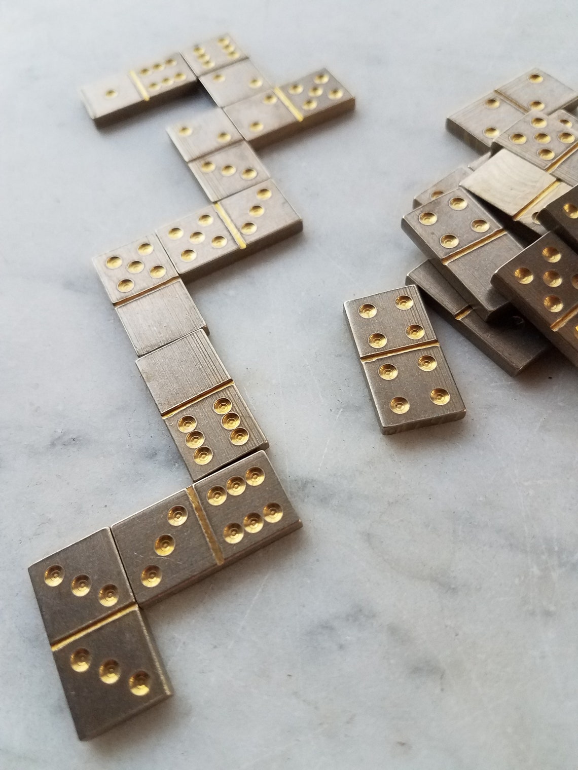 Quirky Miniature Brass Dominoes, Full Double Nine Set! - Etsy