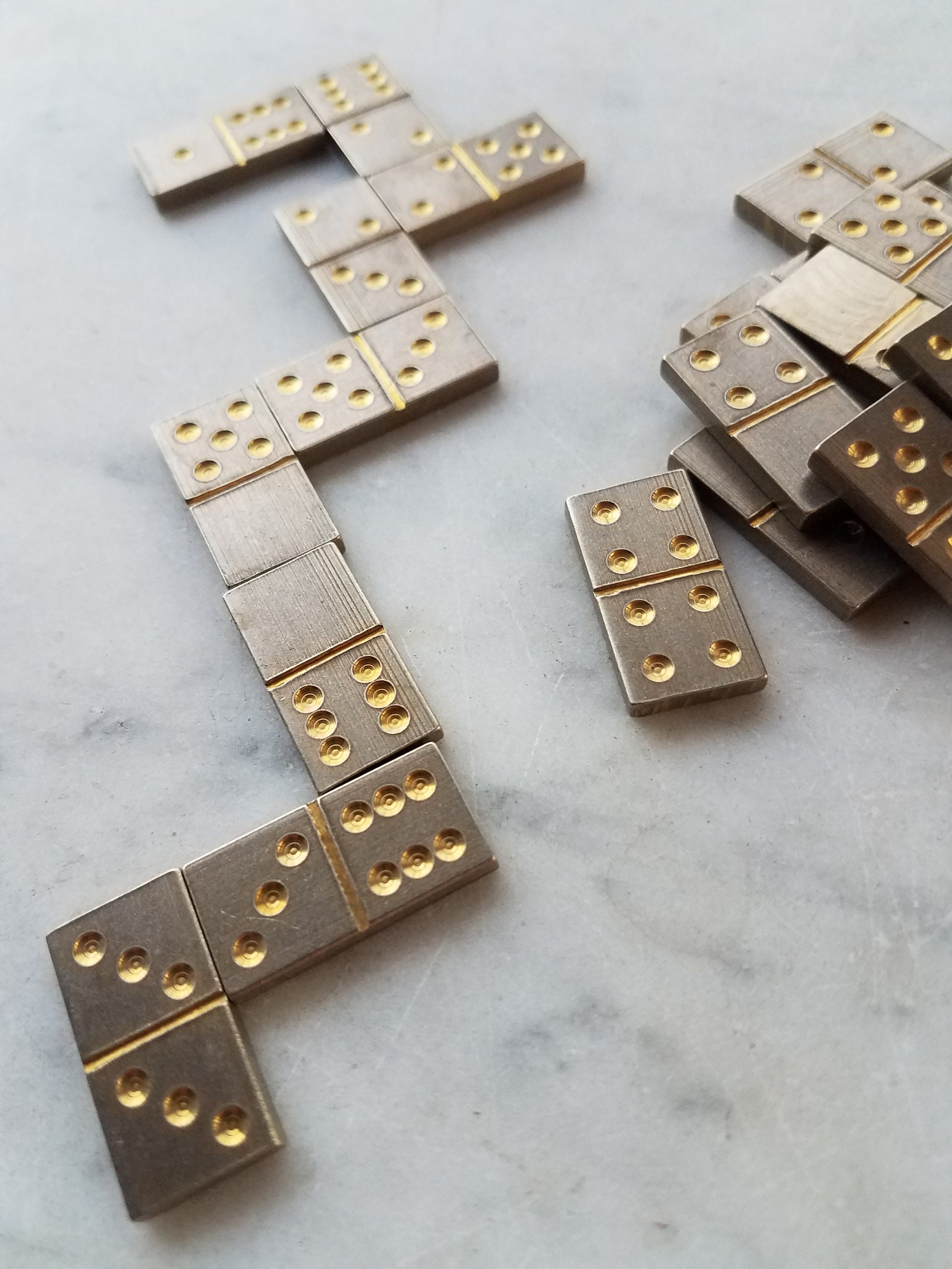 Quirky Miniature Brass Dominoes, Full Double Nine Set! - Etsy