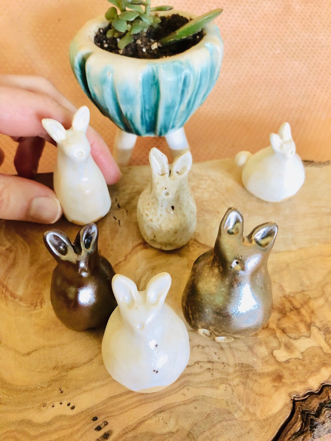 Miniature Ceramic Easter Bunny Rabbit Salt Fired Pottery - Etsy