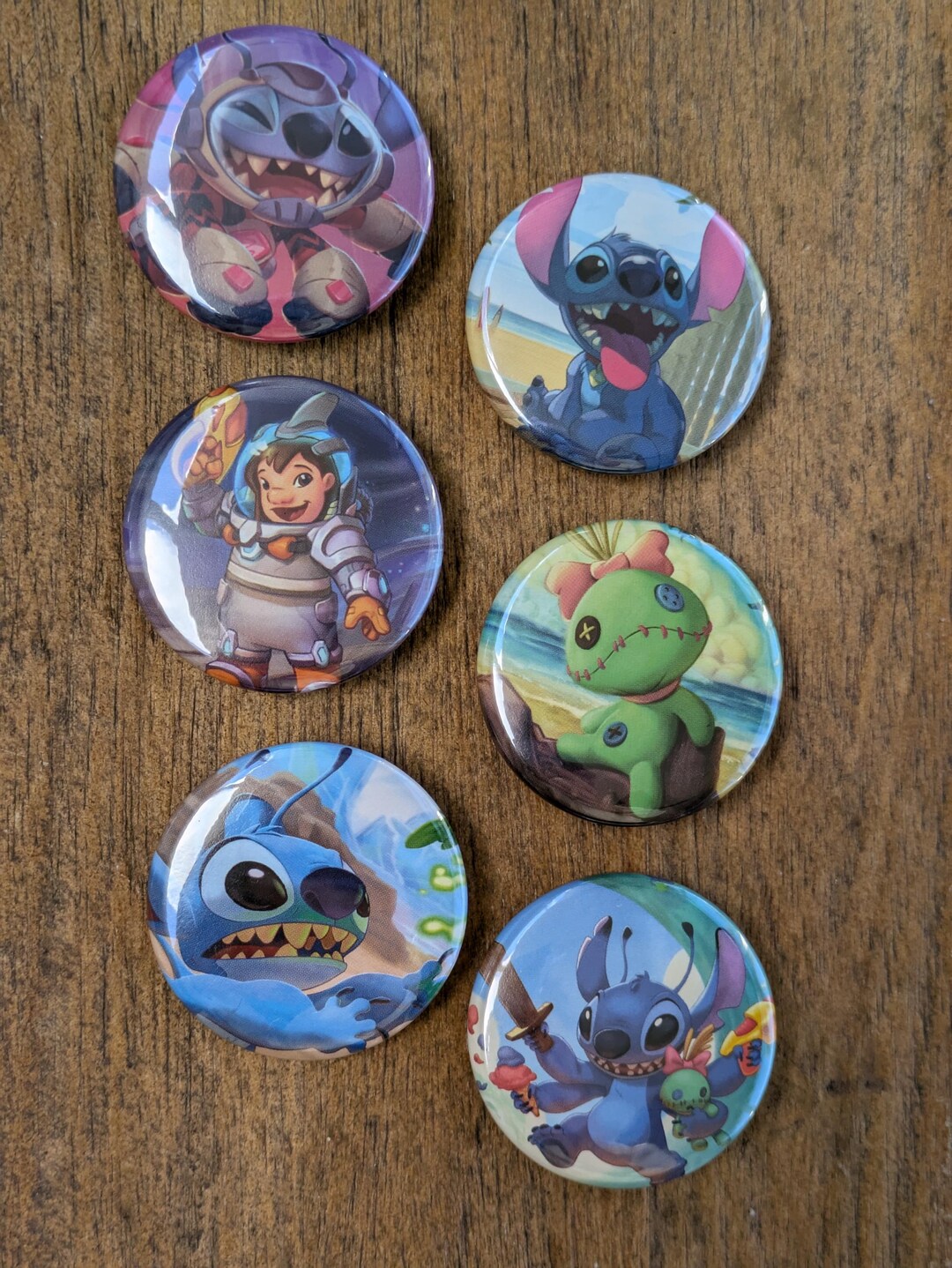 Lilo & Stitch 1 1/2 Inch Metal Pinback Button Set (6 Button Set ...